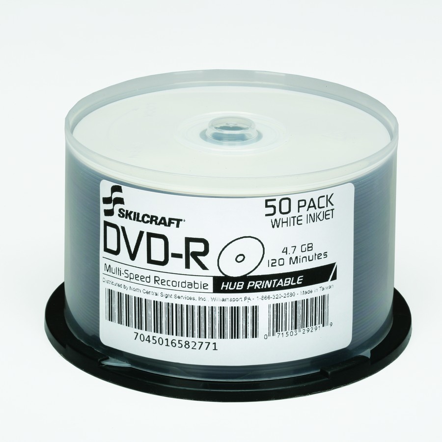 SKILCRAFT White Inkjet Printable DVD-Rs allow you to print directly on ...